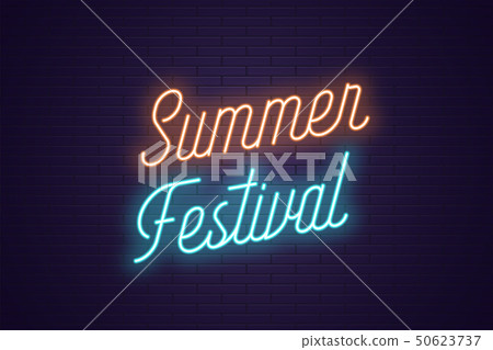 Neon lettering of Summer Festival. Glowing text - Stock Illustration ...