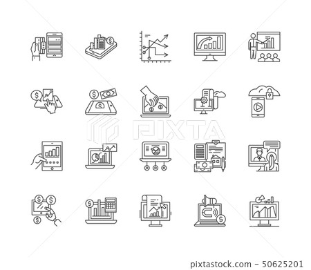 Financial service provider line icons, signs,... - Stock Illustration ...