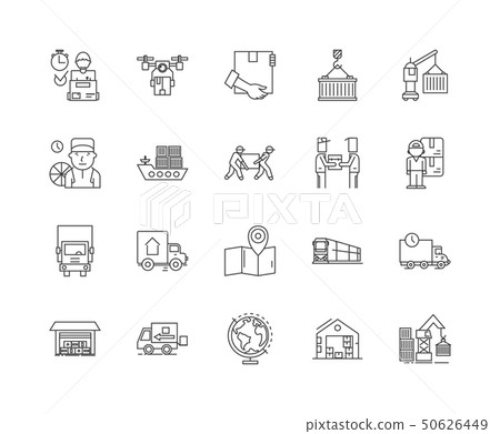 Export line icons, signs, vector set, outline... - Stock Illustration ...