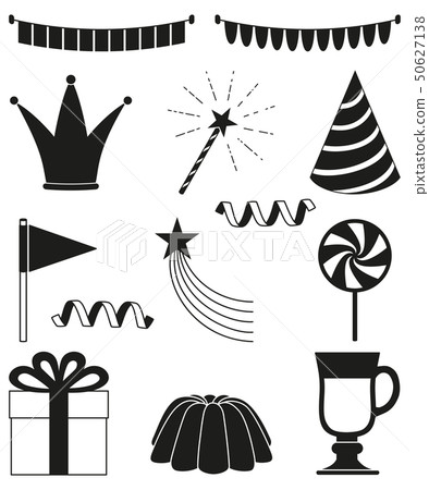 13 black and white party elements set - Stock Illustration [50627138 ...