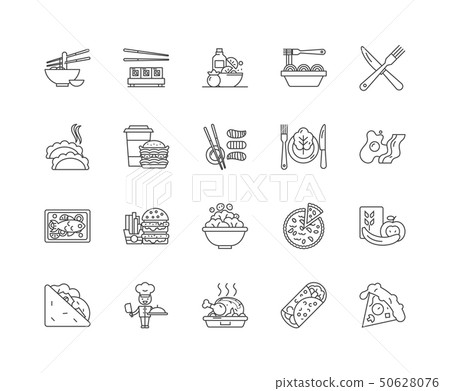 Eating line icons, signs, vector set, outline... - Stock Illustration ...