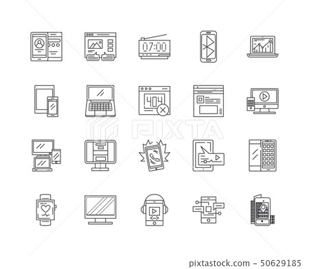 Display line icons, signs, vector set, outline... - Stock Illustration ...
