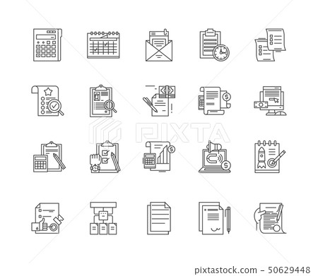 Dates line icons, signs, vector set, outline... - Stock Illustration ...