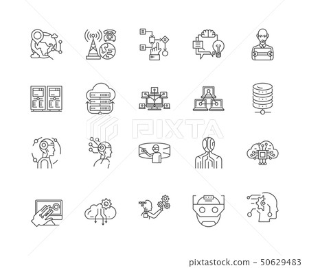 Data science line icons, signs, vector set,... - Stock Illustration ...