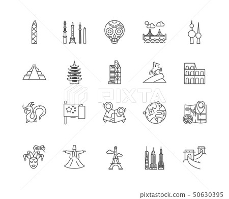 Country line icons, signs, vector set, outline... - Stock Illustration ...