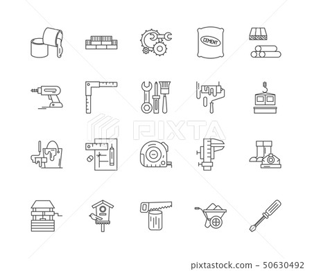 Construction products line icons, signs, vector... - Stock Illustration ...