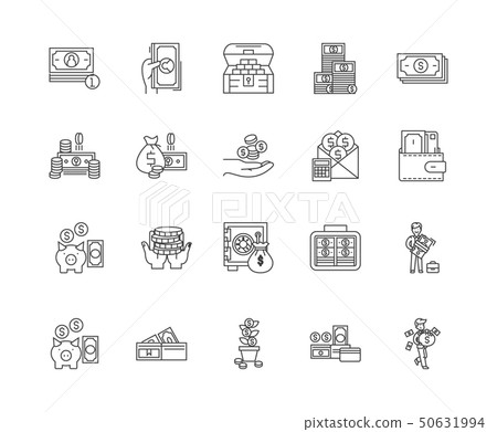 Cash and carry line icons, signs, vector set,... - Stock Illustration ...