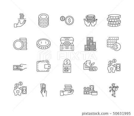 Cash line icons, signs, vector set, outline... - Stock Illustration ...