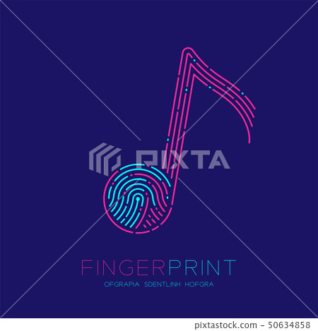 Music note sign pattern Fingerprint scan logo icon - Stock Illustration ...