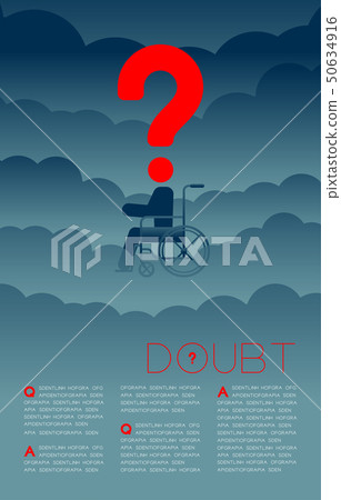 Doubt disabled man with Question mark icon - Stock Illustration ...