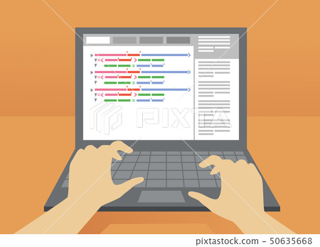 Hands Programmer Laptop Illustration - Stock Illustration [50635668 ...