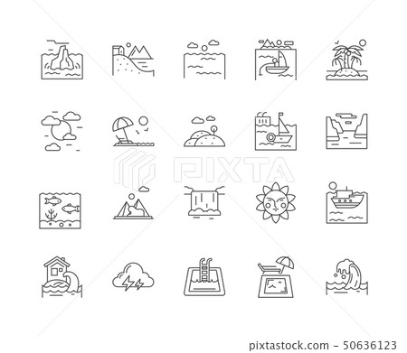 Beach line icons, signs, vector set, outline... - Stock Illustration ...