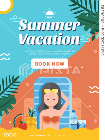 Summer vacation poster layout - Stock Illustration [50636292] - PIXTA
