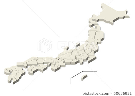 Map of Japan White Background Figure by Region... - Stock Illustration ...