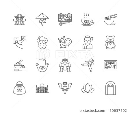 Asia line icons, signs, vector set, outline... - Stock Illustration ...