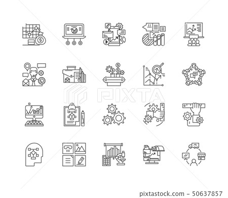 Algorithm line icons, signs, vector set,... - Stock Illustration ...