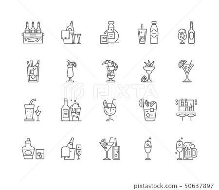 Alcoholic beverages line icons, signs, vector... - Stock Illustration ...