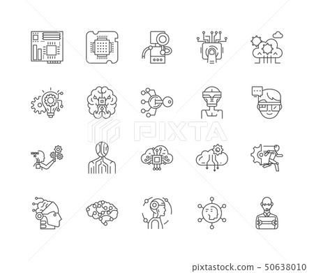 Advanced technology line icons, signs, vector... - Stock Illustration ...