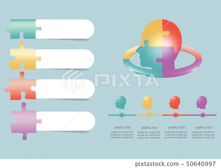 Infographic vector with puzzle head and timeline - Stock Illustration ...
