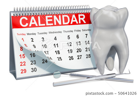 Dentist date concept. Desk calendar with tooth - Stock Illustration ...