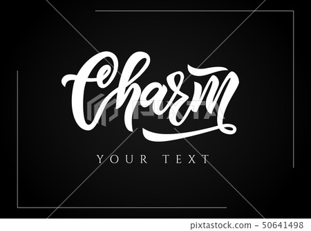 Hand lettering logo Charm on black background.... - Stock Illustration ...