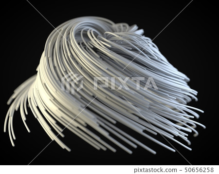 white strings growing and flowing on air. 3d... - Stock Illustration ...