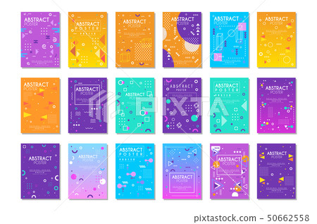 Vector set of 9 posters with different... - Stock Illustration ...
