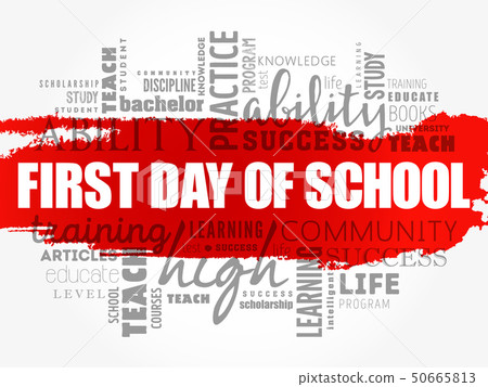First day of school word cloud collage - Stock Illustration [50665813 ...