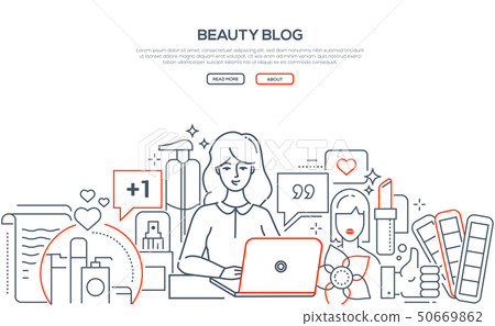 Beauty blog - modern line design style web banner - Stock Illustration ...