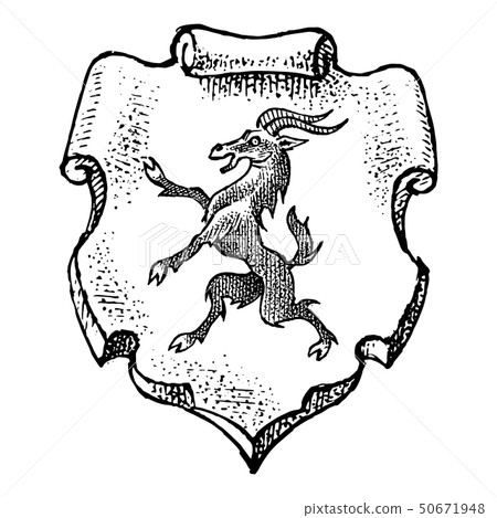 Animal for Heraldry in vintage style. Engraved... - Stock Illustration ...