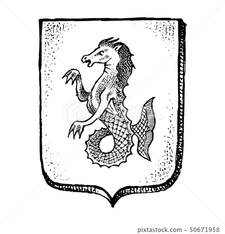 Animal for Heraldry in vintage style. Engraved... - Stock Illustration ...