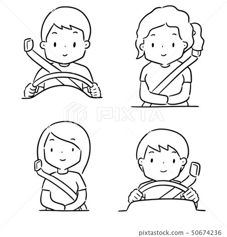 vector set of people use safety belt - Stock Illustration [50674236 ...