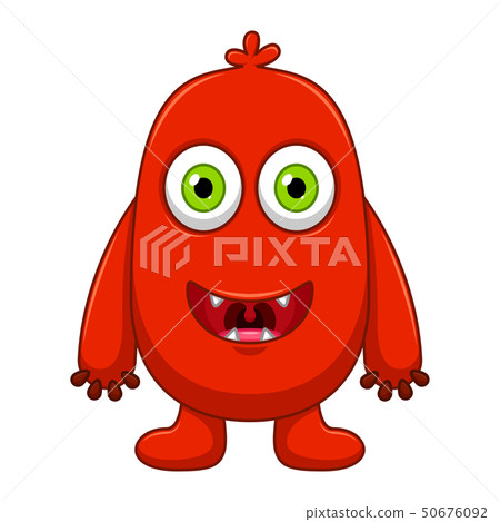 Cute little red cartoon monster isolated - Stock Illustration [50676092 ...