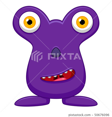 Cute little purple cartoon monster isolated - Stock Illustration ...