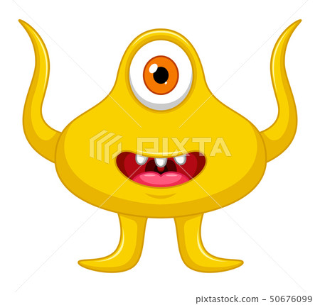 Cute little yellow cartoon monster isolated - Stock Illustration ...