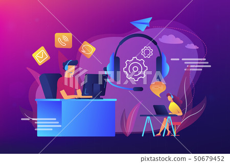 Contact center concept vector illustration. - Stock Illustration ...