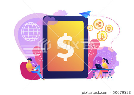 Digital currency concept vector illustration. - Stock Illustration ...