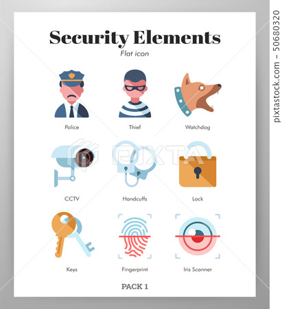 Security elements flat pack - Stock Illustration [50680320] - PIXTA
