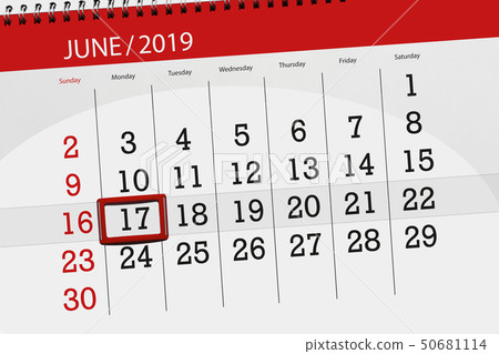 Calendar june 2019, deadline day, 17, monday - Stock Illustration ...