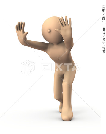 Character pushing something back - Stock Illustration [50689935] - PIXTA