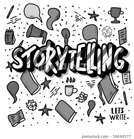 Storytelling handwritten vector lettering. - Stock Illustration ...