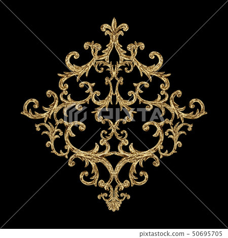 Baroque style gold element. Watercolor hand drawn - Stock Illustration ...