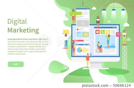 Computer Screen, Digital Marketing Online Web Page - Stock Illustration ...