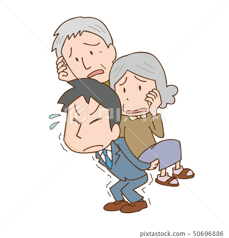 Elderly parents elderly couple care burden male - Stock Illustration ...