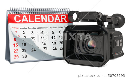 Desk calendar with professional video camera - Stock Illustration ...