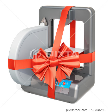 Modern 3d printer with bow and ribbon - Stock Illustration [50708299 ...