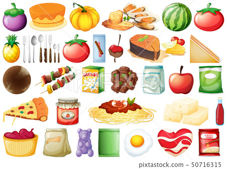 Set of many food - Stock Illustration [50716315] - PIXTA