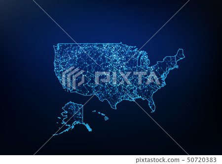 Abstract of United State oF America map network, - Stock Illustration ...