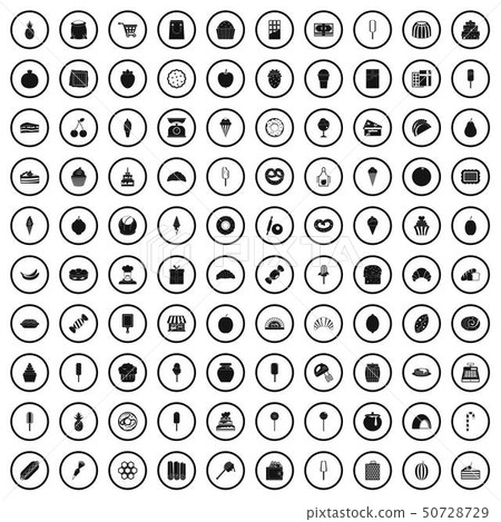 100 confectionery icons set, simple style - Stock Illustration ...