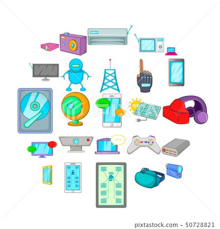 Computer part icons set, cartoon style - Stock Illustration [50728821 ...